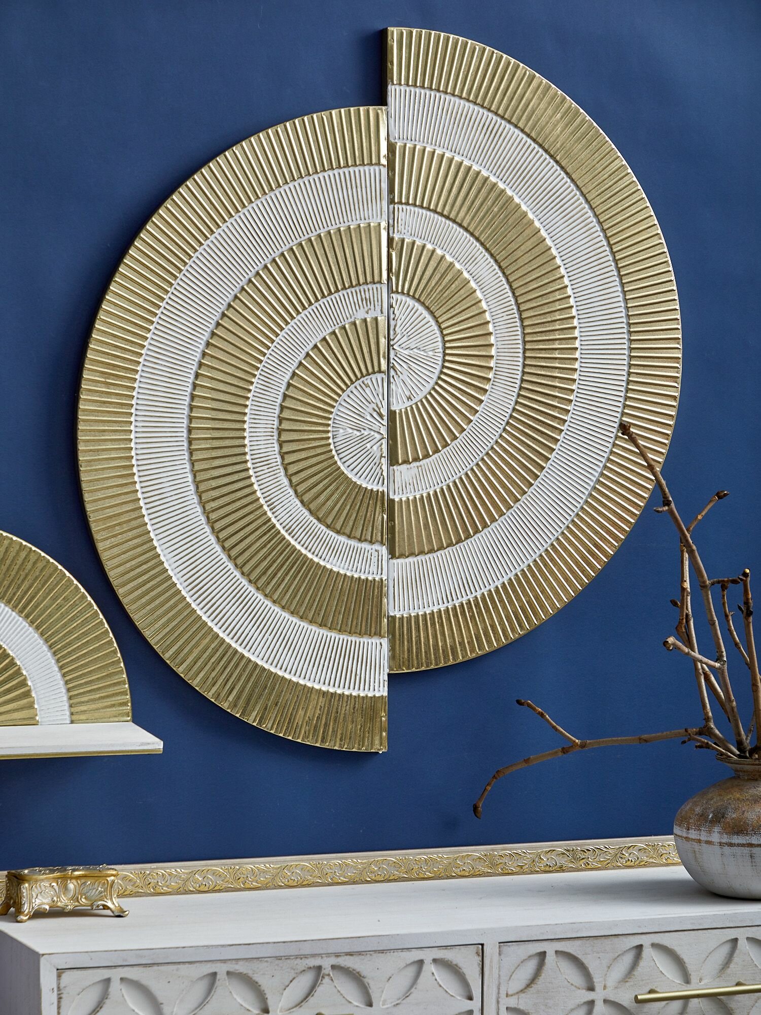 Настенный декор Glasar 70-003, металл, золото с патиной, 90 см x 3 см x 100 см