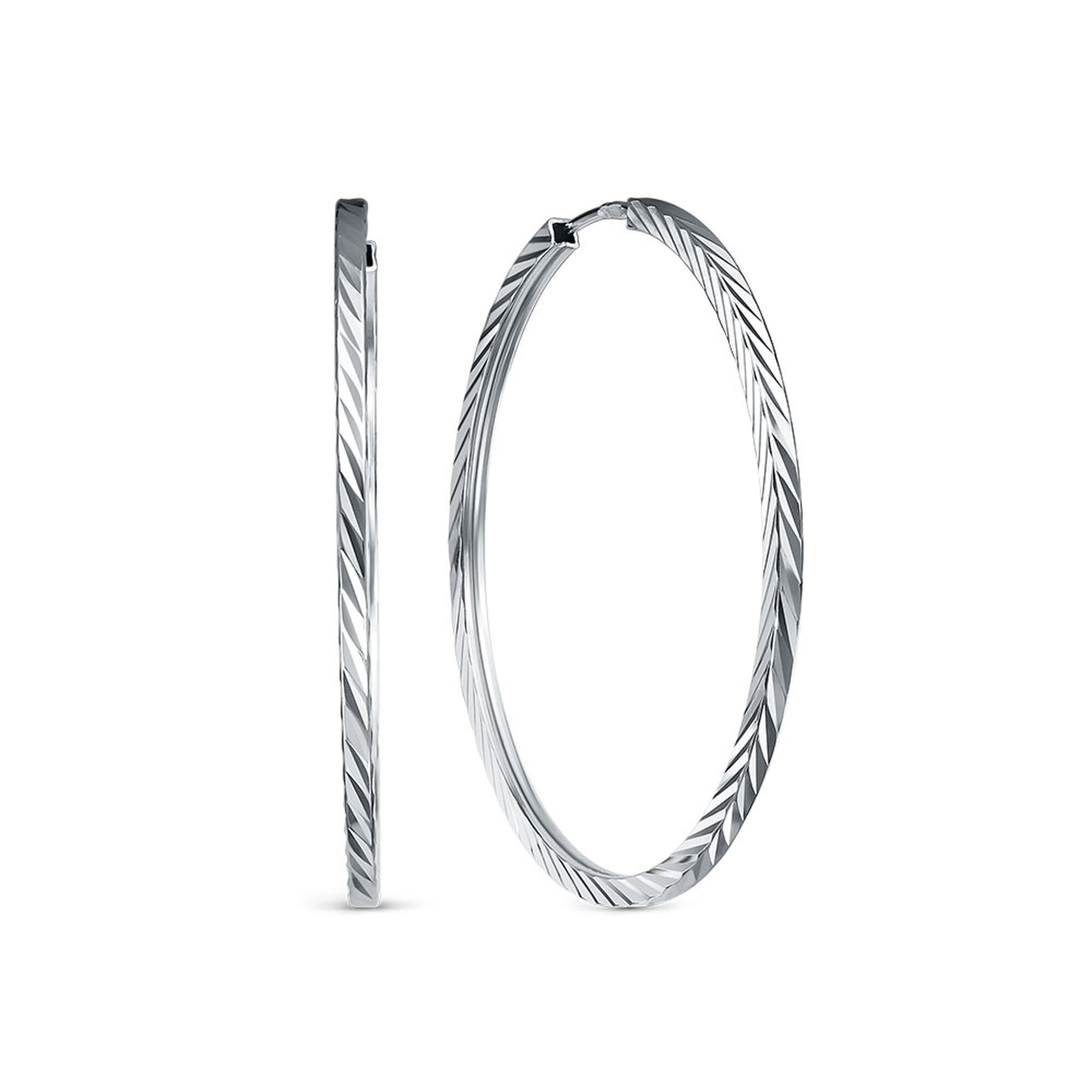 Серьги конго, серебро, 925 проба, родирование