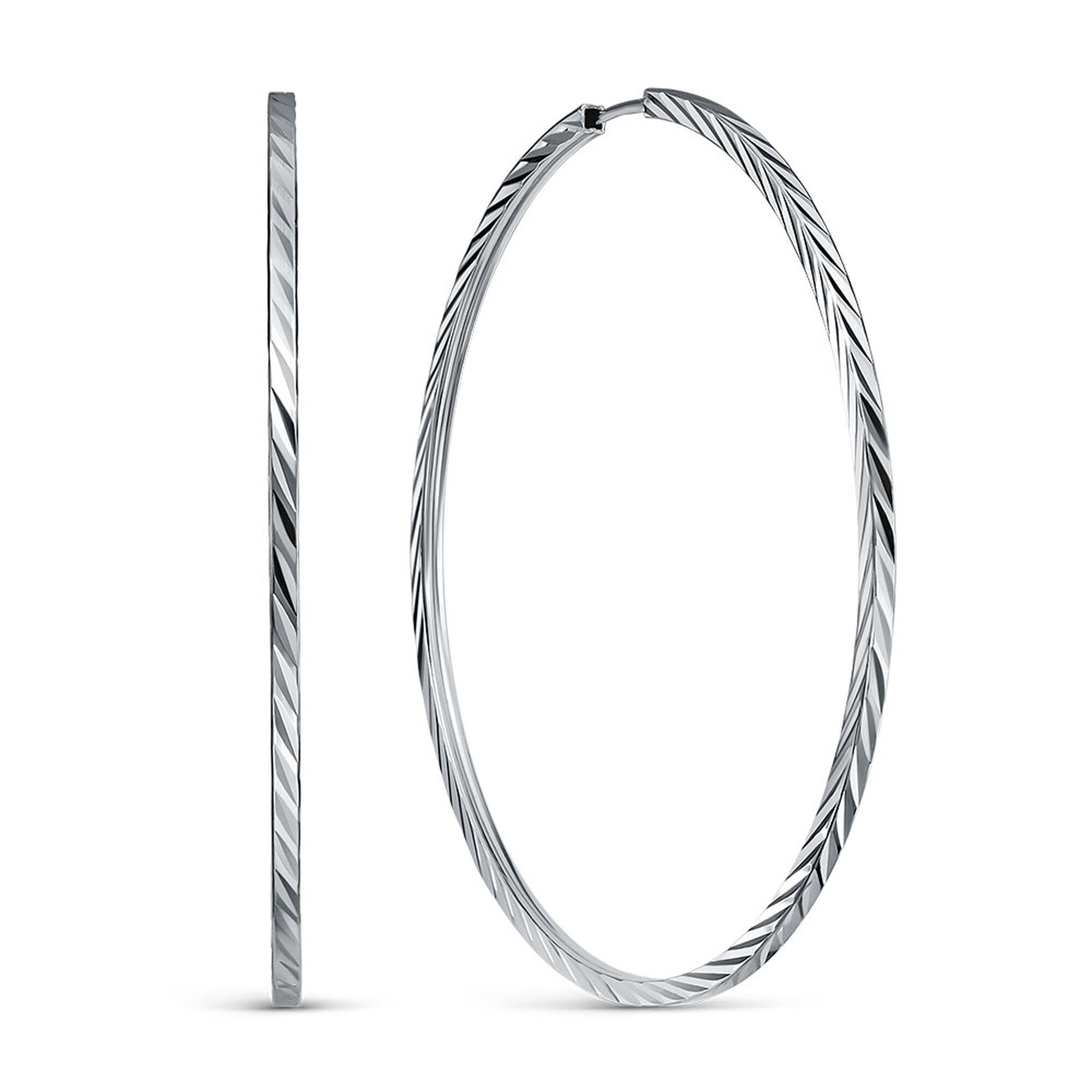 Серьги конго, серебро, 925 проба, родирование