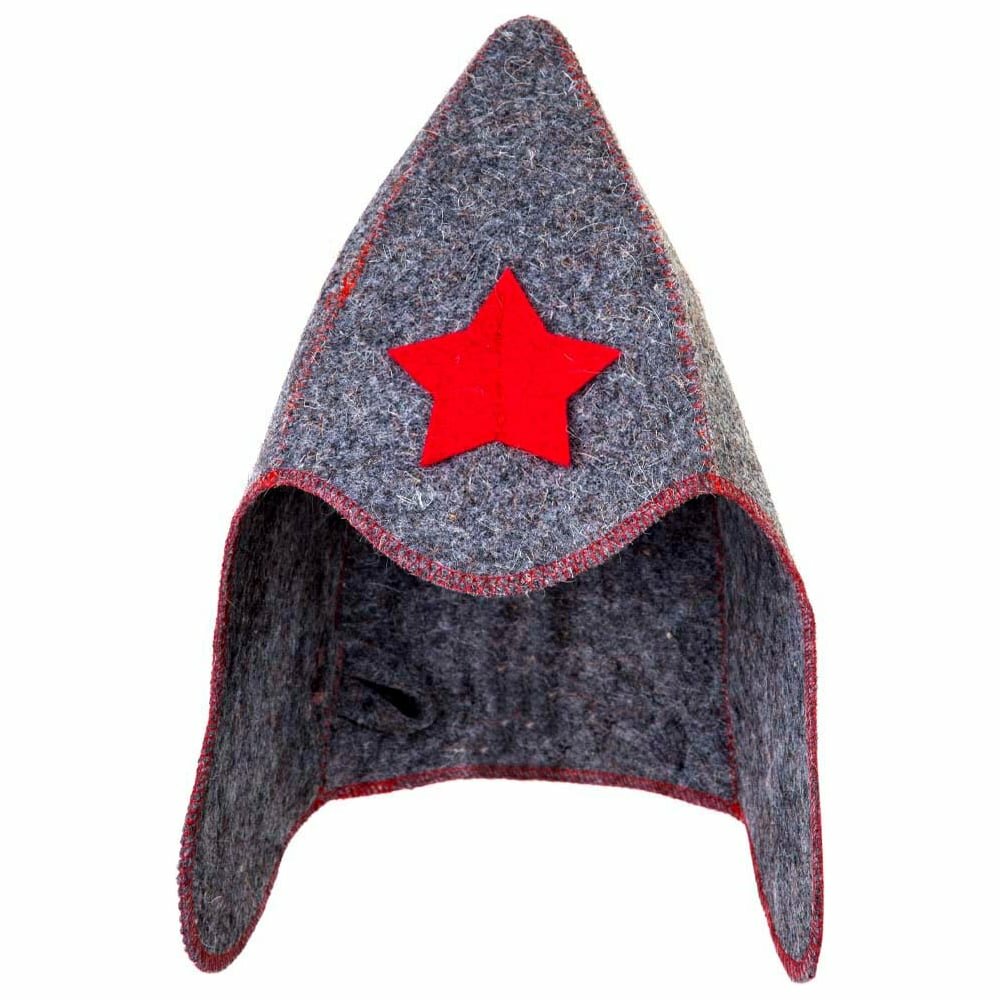 Шапка банная ГлавБаня "Будёновка", войлок серый Б413