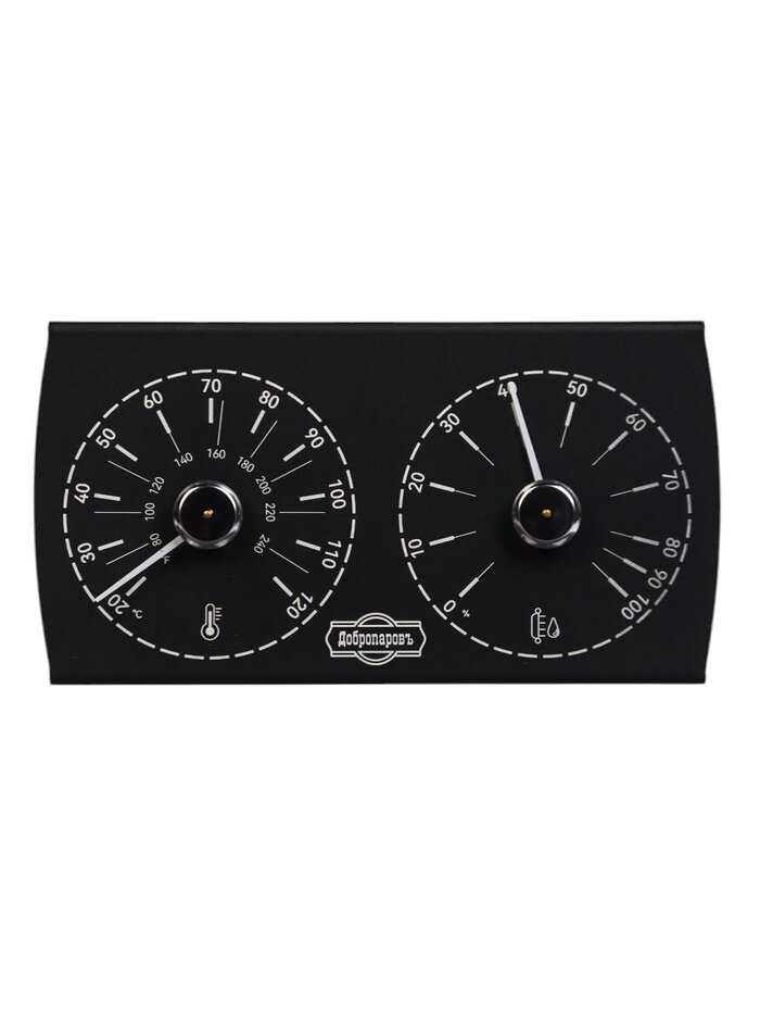 Термометр - гигрометр для бани и сауны «Добропаровъ», металлический, алюминий