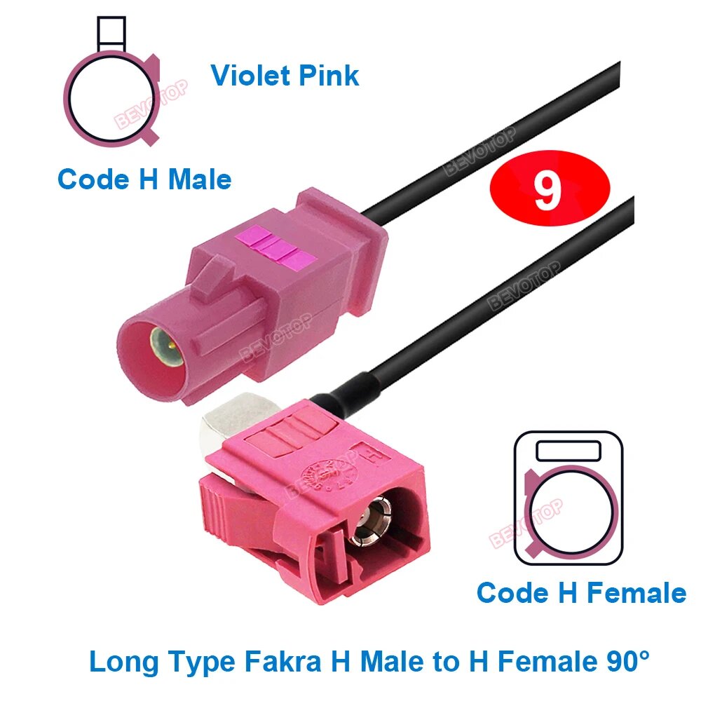 BEVOTOP Fakra H RG174 кабель для GPS 10см~20м 60CM, Long FakraH M to F90