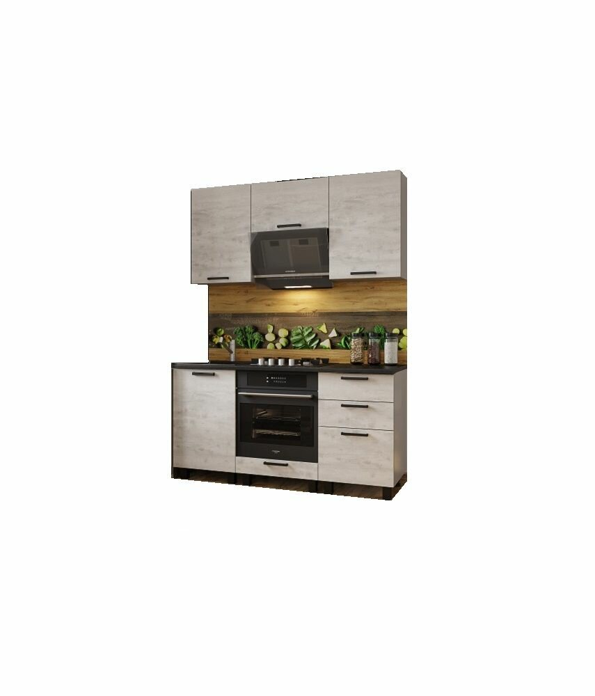 Кухня Сканди Пайн 1.6 м, бетонный серый