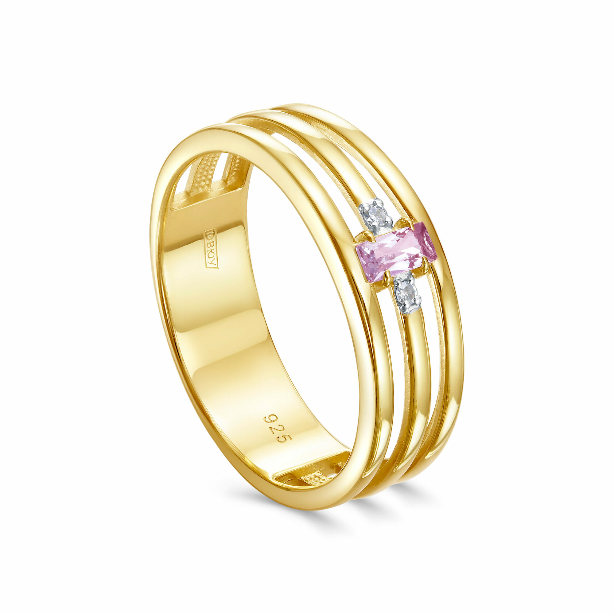 Кольцо тонкое, серебро, 925 проба, аметист, бриллиант