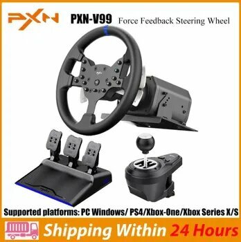 Игровой руль PXN V99 3.2Nm С силовой обратной связью для ПК Windows 7/8/10/11, PS4, XBOX ONE/SERIES X/S