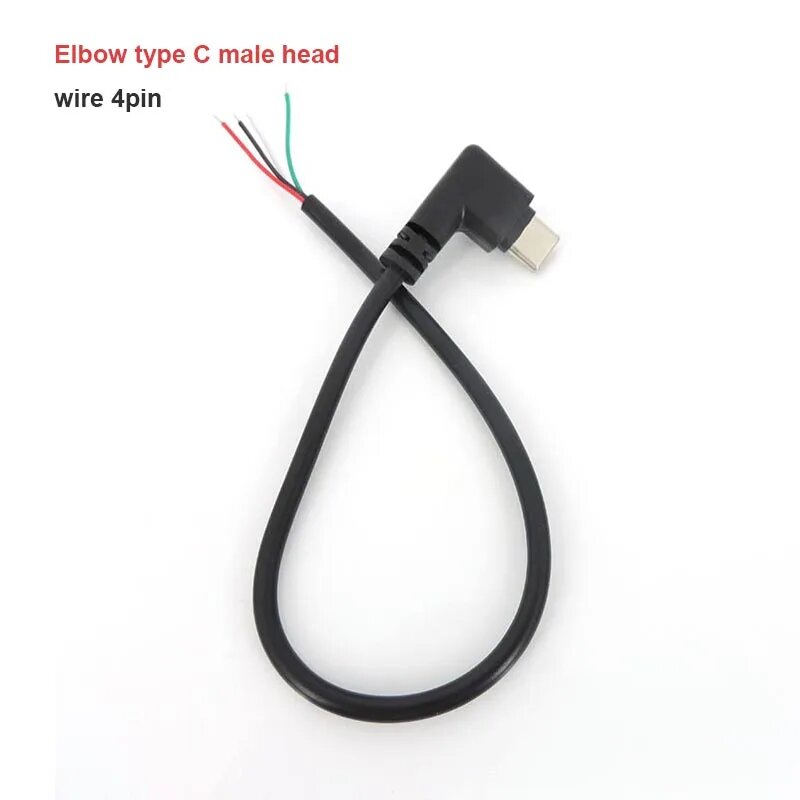 USB Type-C удлинительный кабель 25 см черный 4pin elbow head