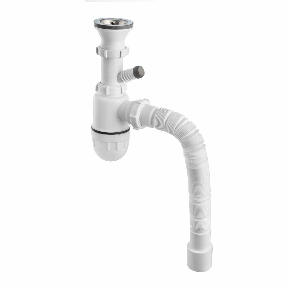 Сифон для мойки профи 1 1/2"х40 с отводом, с гофротрубой 40х40/50