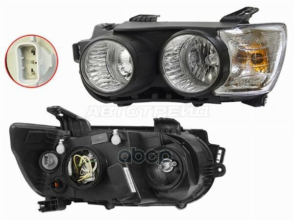 Фара Chevrolet Aveo 11-15 (Слева/ Галоген/ С электрокорректором/ окантовка черная) Sat арт. ST-235-1114L