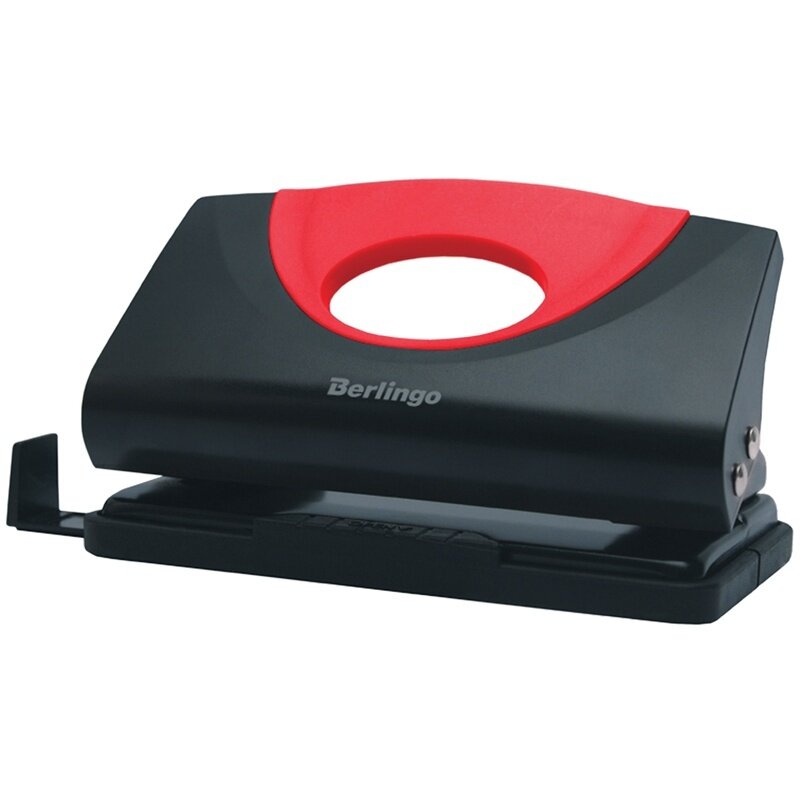 Дырокол Berlingo "Office Soft", 10 листов, пластиковый, красный, с линейкой (DDp_10163)