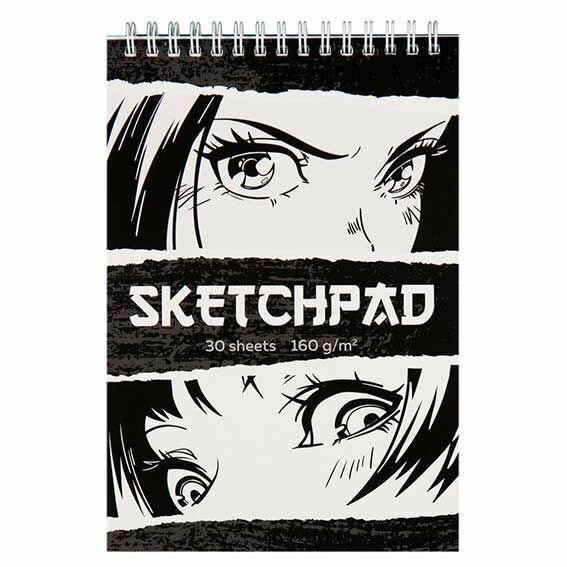 Альбом для рисования КанцБизнес А5 спираль "Глаза Sev" глянцевая ламинация, микроперфорация, 160 г/м2, 30 листов (14287)