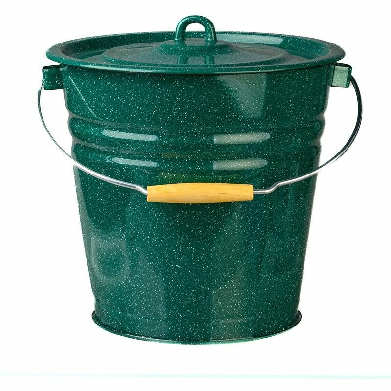 Ведро Эмаль "Зеленый рябчик", серо-голубое, эмаль, с крышкой, 12 л (С41224. зСГ)