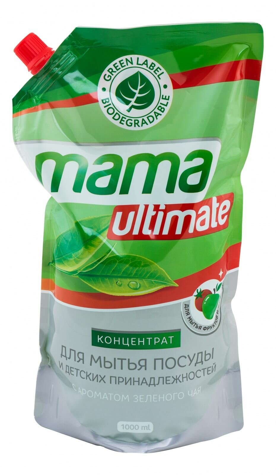Средство для мытья посуды Mama Ultimate концентрированное, зеленый чай, 1000 мл (49320)