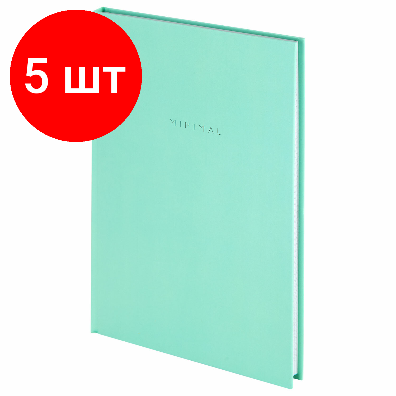 Комплект 5 шт, Блокнот большой формат 200х290 мм, А4, 80 л, твердый, клетка, BRAUBERG "Minimal", мятный, 116435