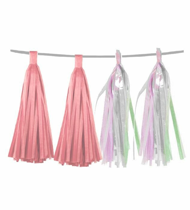 Гирлянда Веселый праздник "Тассел", Ассорти, нежно-розовый, 2 цвета, листы