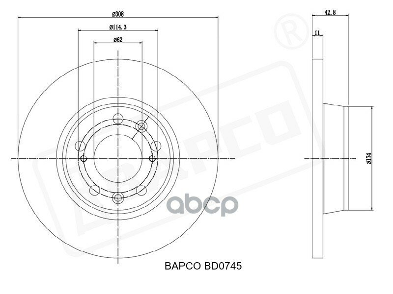 Диск тормозной BAPCO арт. BD0745