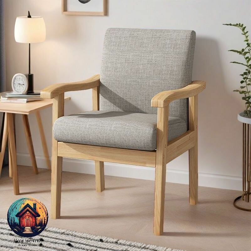 Кресло мягкое в гостиную модель Chill на балкон, для дома, для отдыха в спальню, для кухни, интерьерное лофт, кухонное дизайнерское, деревянное 1 шт.