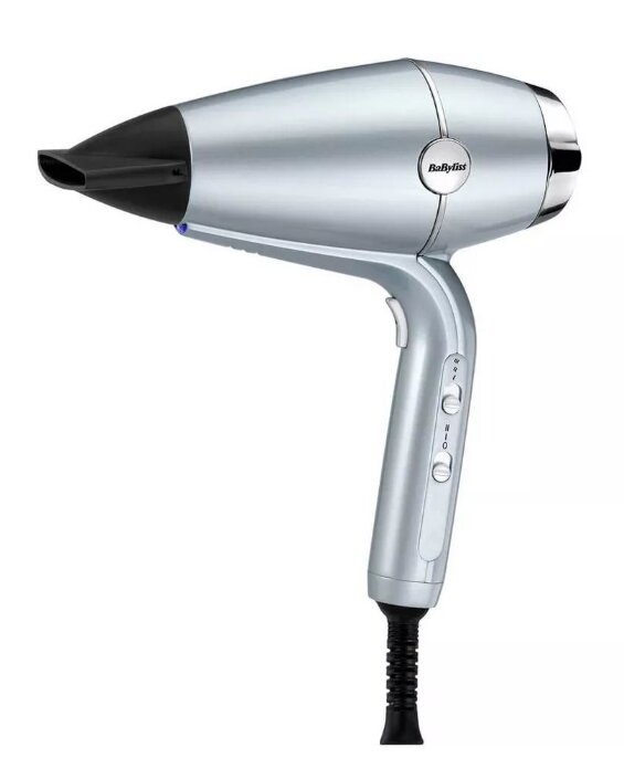 Фен BaByliss D773DE, мощность 2100Вт, 3 режима нагрева, ионизация, голубой