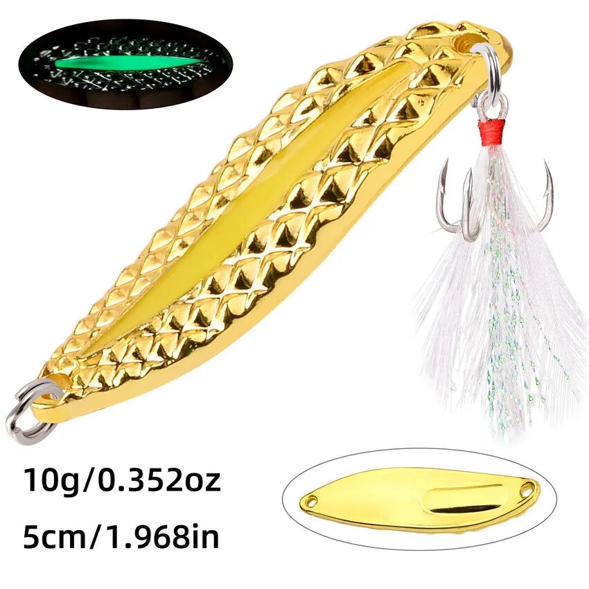 Блесна золотистая 10г, светящаяся, 1 Hook