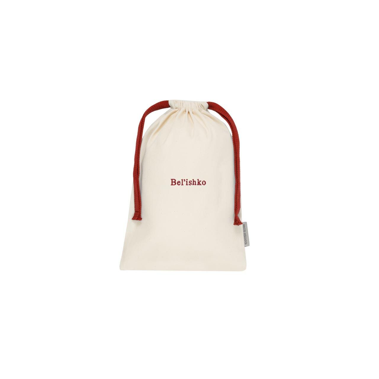Место нашлось, Мешочек бежевый, размер M (25см х 35см), бордовый шнурок и вышивка "Bel'ishko"