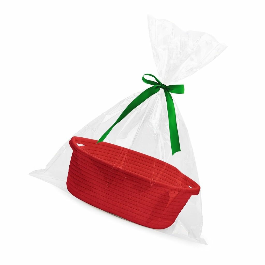 Многофункциональная оранжевая плетеная корзина с удобной ручкой для организации дома, красный