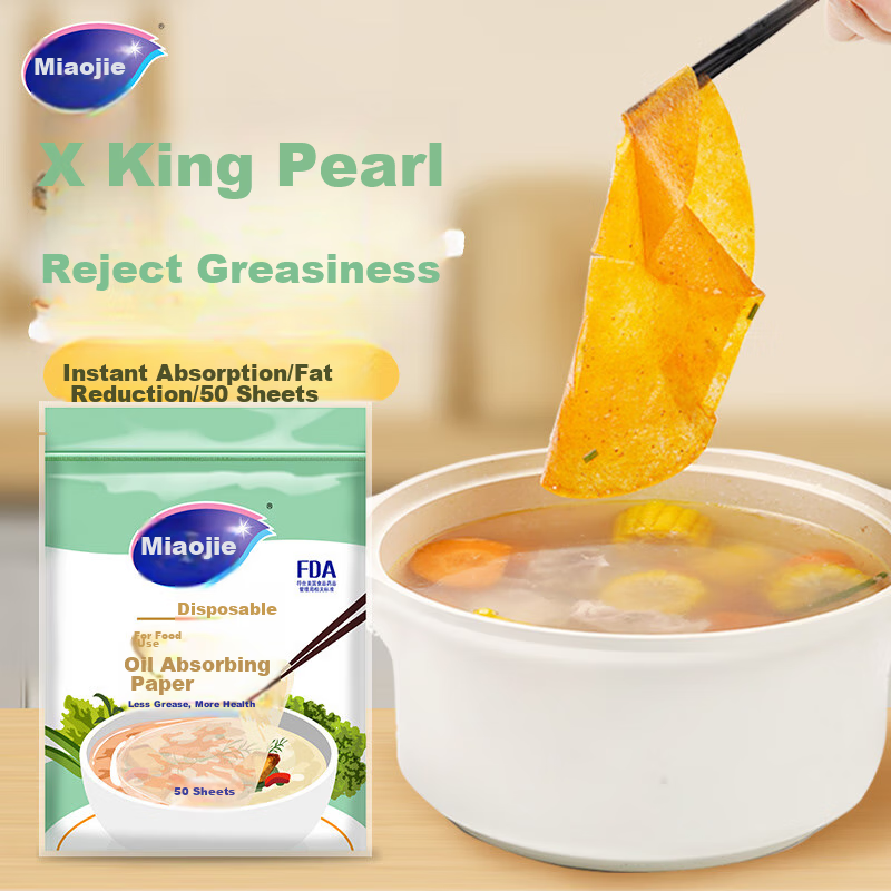 Miaojie Disposable Soup Strainer Oil Absorbing Paper 50 Sheets, Food Kitchen Supplies Oil Filter Paper for Removing Oil