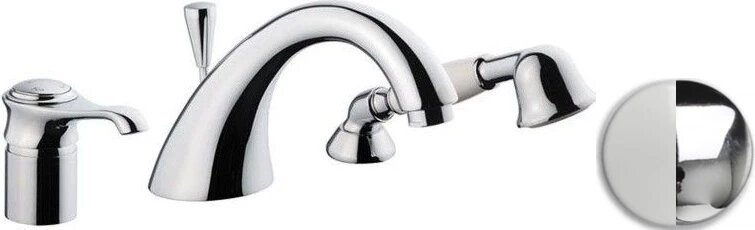 Смеситель на борт ванны Emmevi Tiffany 60120/BC с душевым гарнитуром, хром/белый