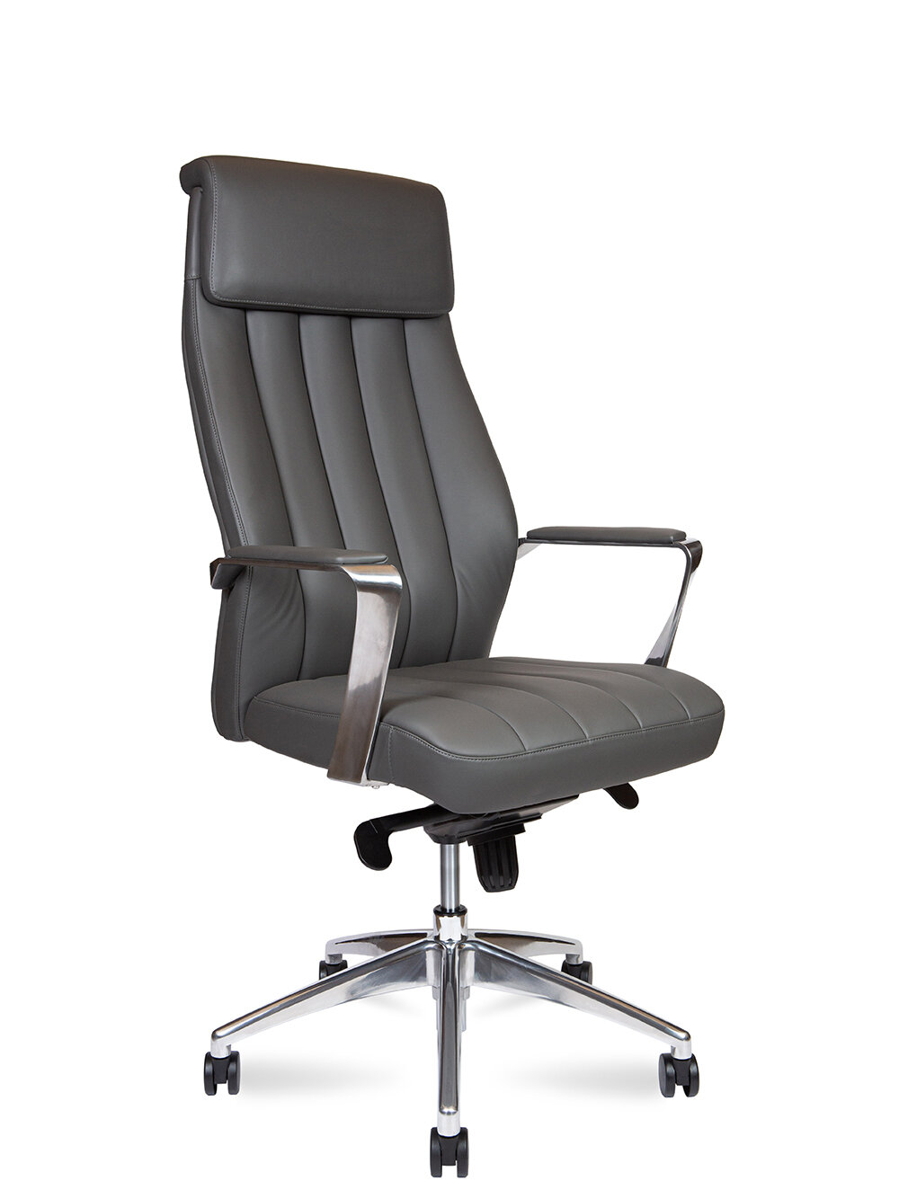 Кресло офисное Madrid Norden серый, экокожа и металл, мягкое сиденье, с подлокотниками