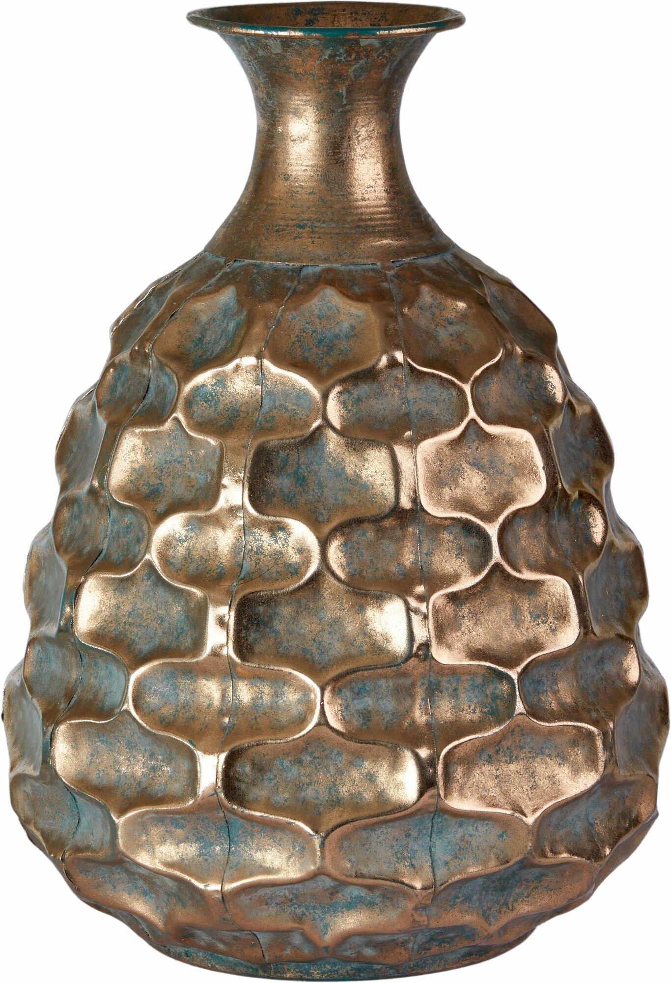 Ваза бронзовая из железа 23х23х32 см с фактурным корпусом для сухоцветов