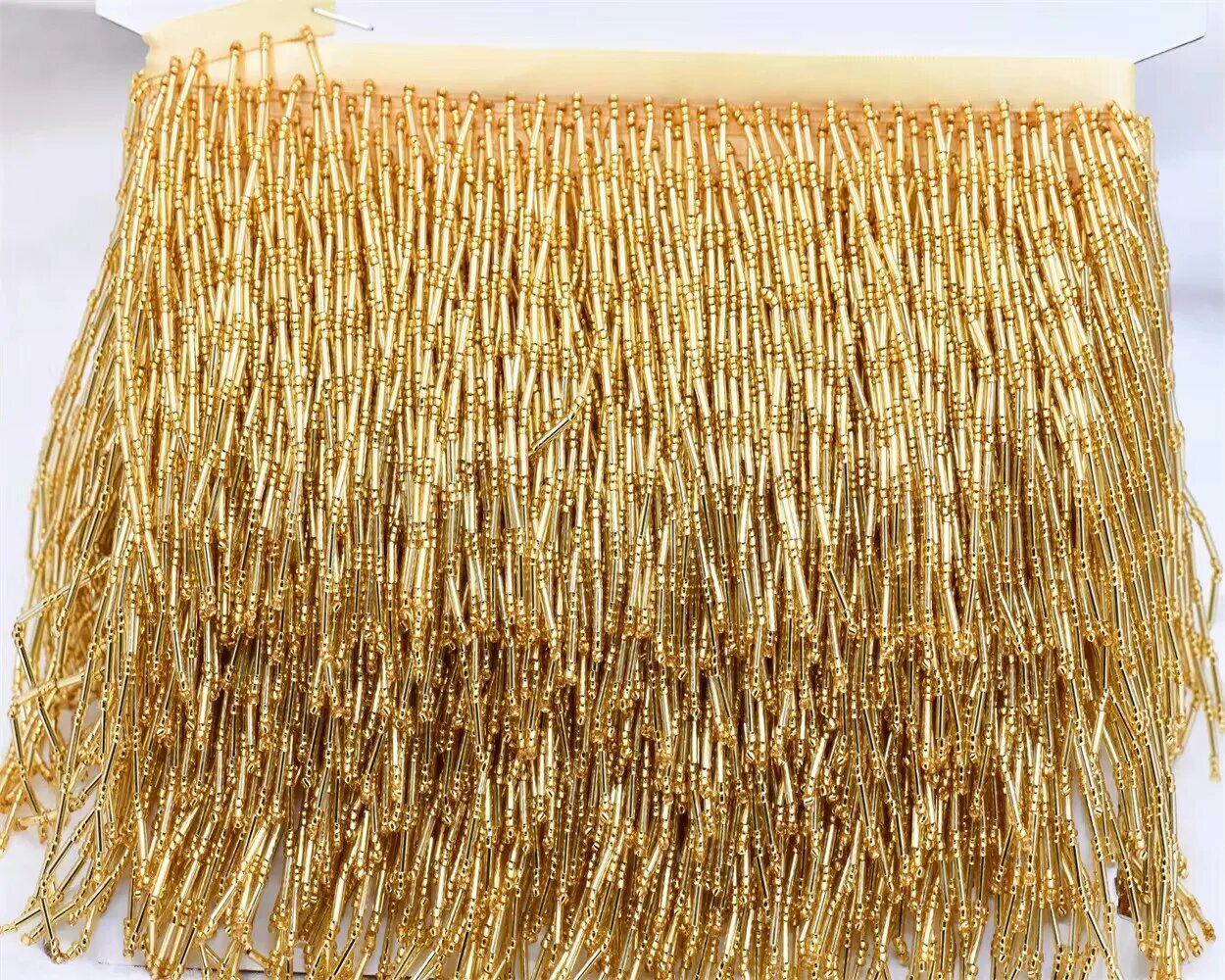 Серебряная стеклянная бахрома из бисера Zhaorong 1 ярд Белый, gold