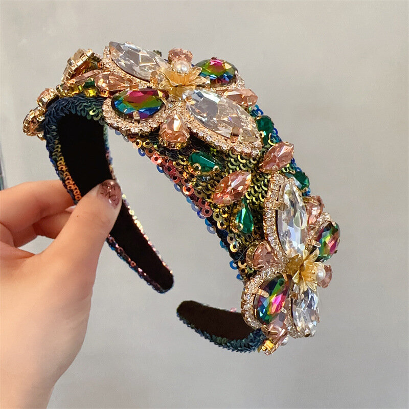 Повязка на голову "Блестки и стразы", женская, красочная