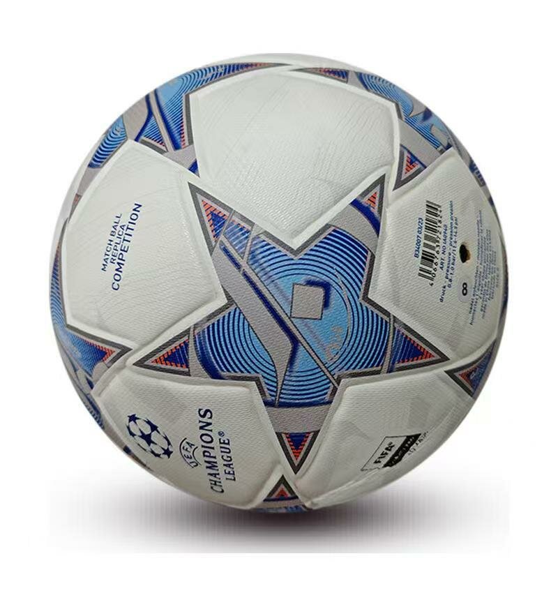 Футбольный мяч, №5, искусственная кожа, термоклей, белый/синий