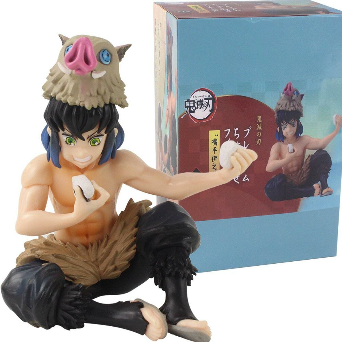 Аниме Demon Slayer Figuer Kamado Tanjirou Agatsuma Zenitsu Hashibira Inosuke Eat Рисовые шарики Симпатичные мультяшные и