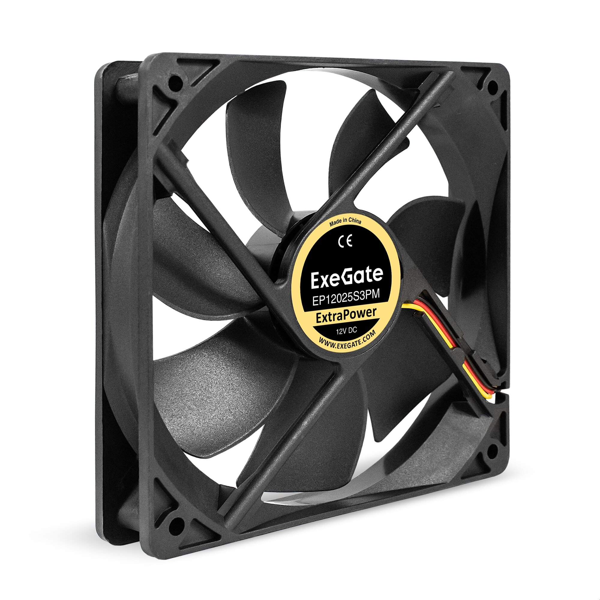 Вентилятор 12В DC ExeGate ExtraPower EP12025S3PM (120x120x25 мм, Sleeve bearing (подшипник скольжения), 3pin+Molex, 1800RPM, 28dBA) EX283390RUS