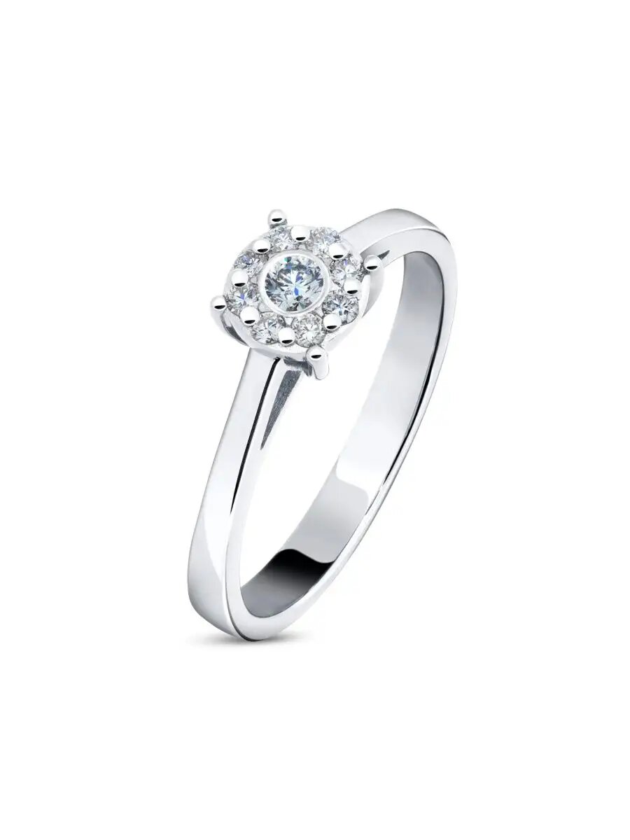 Кольцо помолвочное, белое золото, 585 проба, родирование, бриллиант