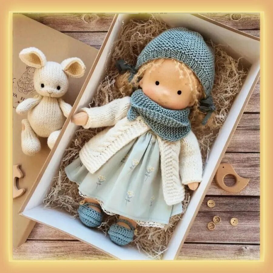 Waldorfdoll Кукла для девочки мягкая с одеждой текстильная тряпичная с длинными волосами интерьерная ручной работы