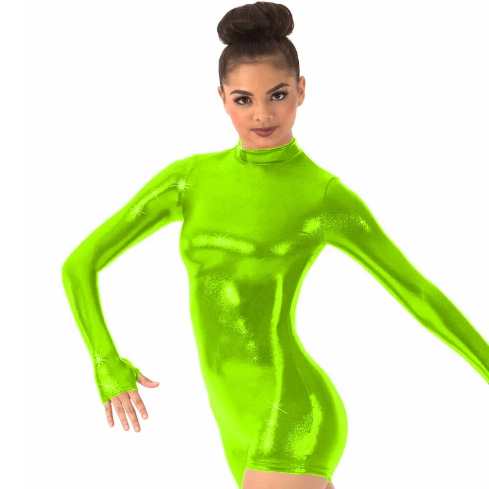 OVIGILY Женский блестящий бикетард красный Зеленый, XL, lemon green