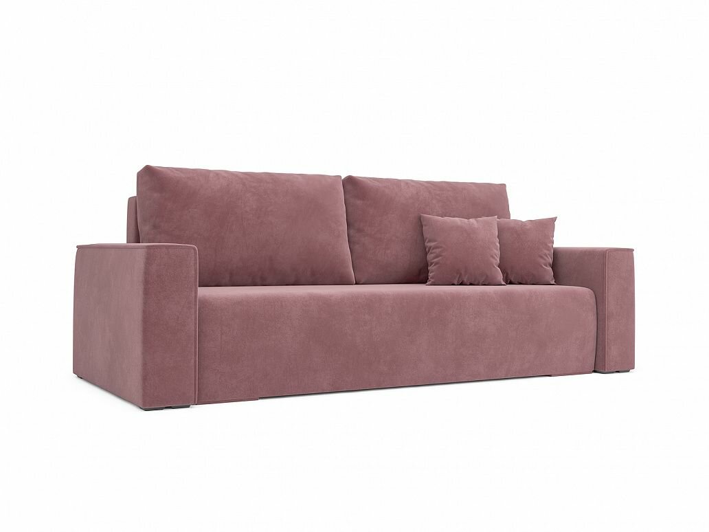 Meblevka Диван раскладной прямой Манхэттен / Диван-кровать еврокнижка Манхэттен, 240х95х85, велюр розовый