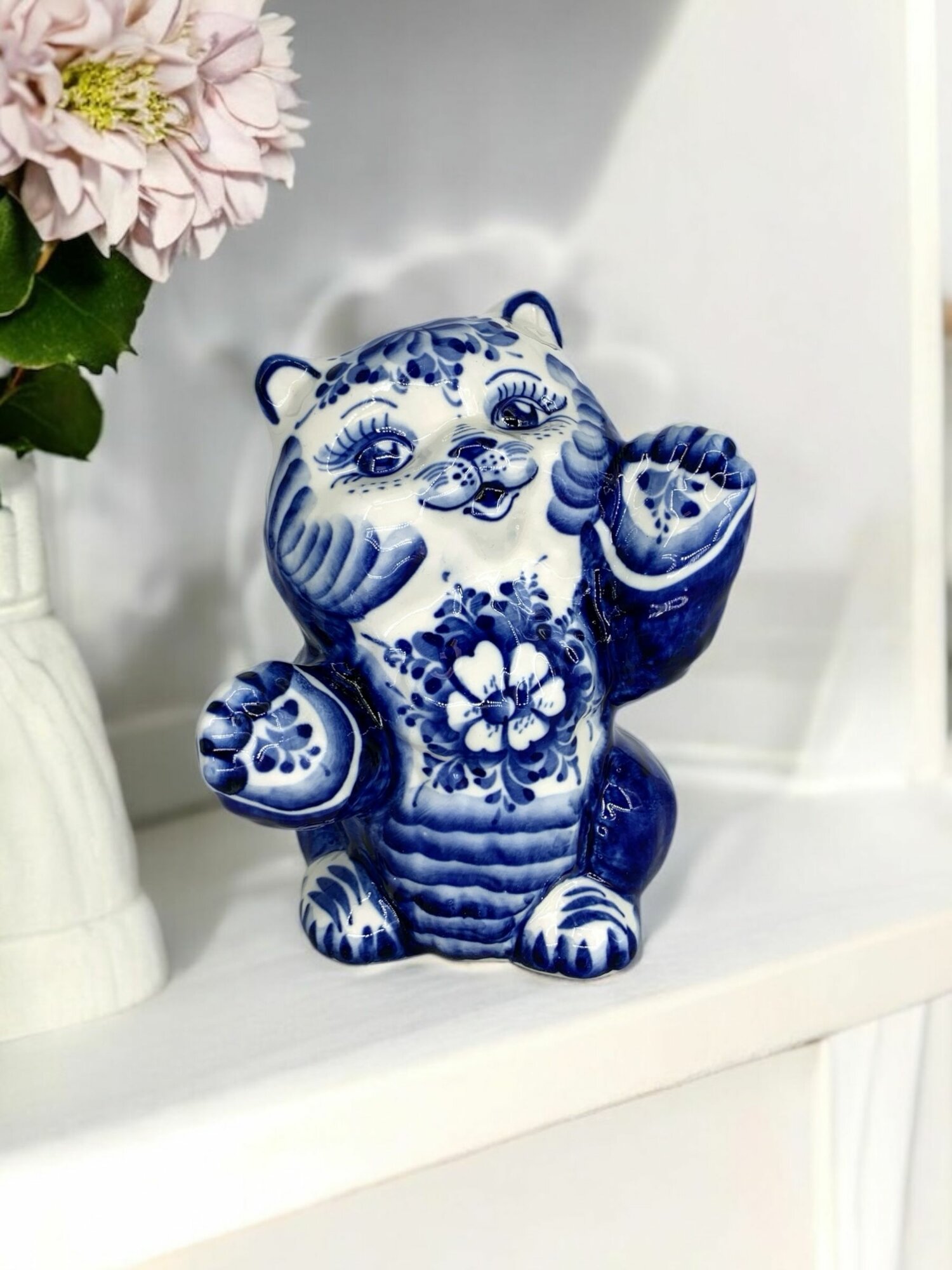 Фарфоровая статуэтка "Кот" гжель фарфор ручная работа
