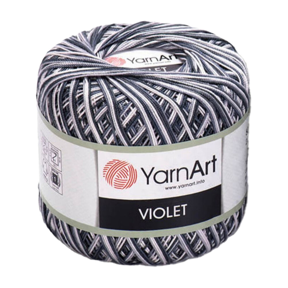 Пряжа для вязания YarnArt Violet melange 3216 белый черный 4 шт 50 гр/282 м 100% мерсеризованный хлопок