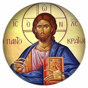 Стеклянные кабошоны ZDYING 5 шт. с изображением Иисуса Темно-синий, 30 мм, JC011