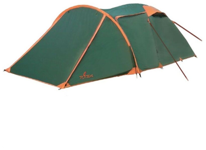 Палатка Totem "Carriage 3 V2", TTT-016, 3-местная, двухслойная, трекинговая, 2000/10000 мм, каркас 8.5 мм, зеленая