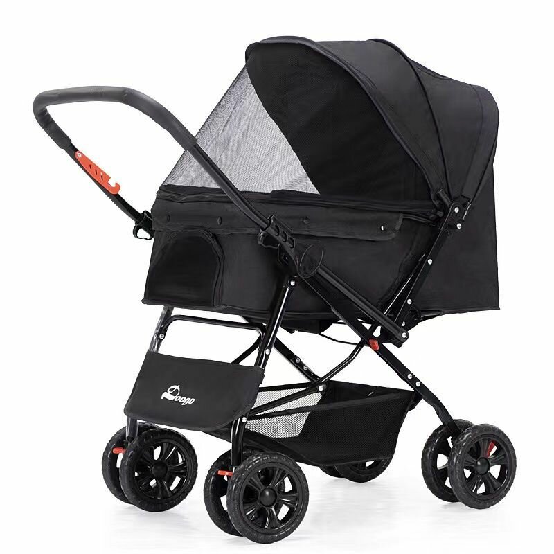 Двусторонний прогулочная коляска для домашних животных, складной, подходит для маленьких и средних собак и кошек(25 кг). Инвалидная коляска (тележка) для собак и кошек, черное