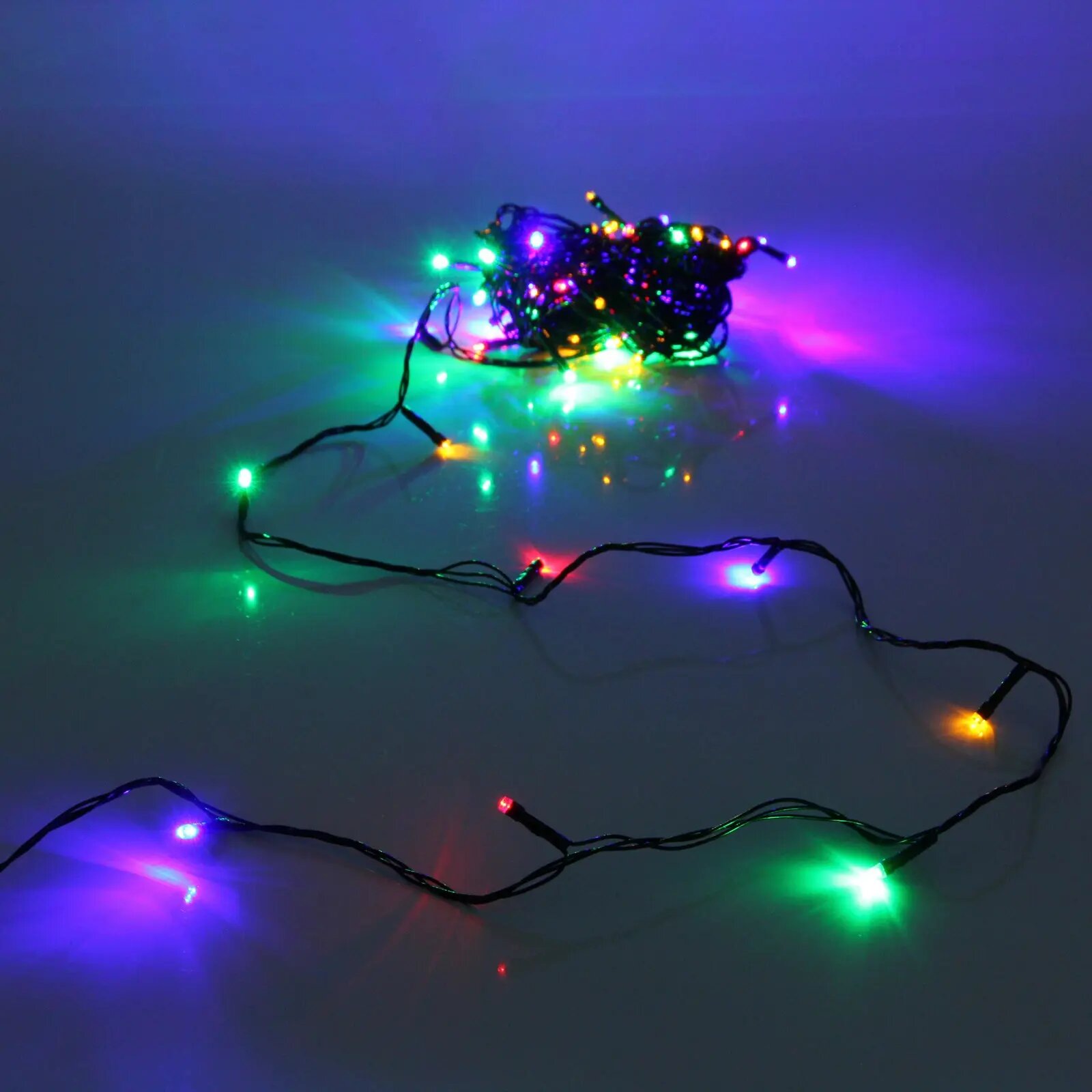 Гирлянда для дома нить 14 м 100 ламп LED черный пров,8 реж, IP-20, Мультицвет