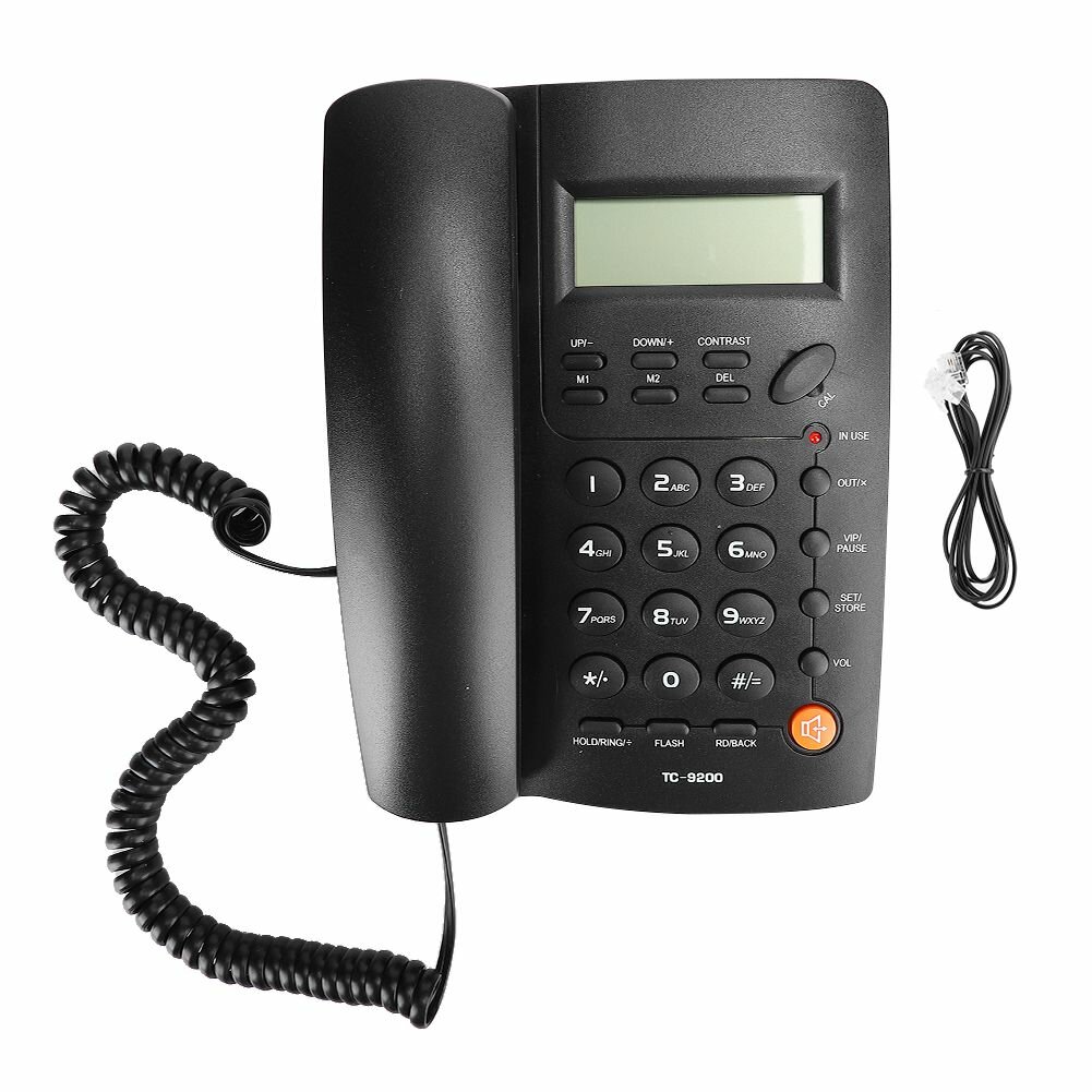 Стационарный стационарный телефон TC-9200 ABS Black Hands Free Caller ID для домашнего офиса, гостиничного бизнеса, с четким звуком и длительным сроком службы