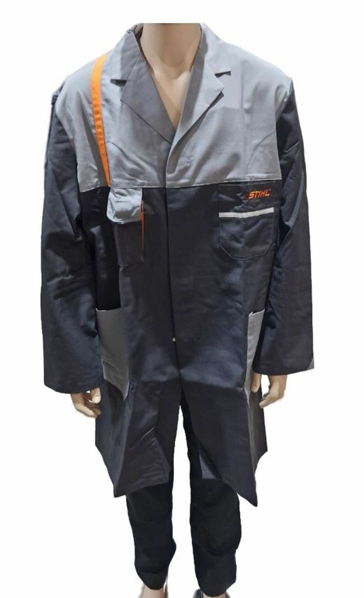Халат рабочий фирменный STIHL черно-серый, размер XS, 0464 004 0046