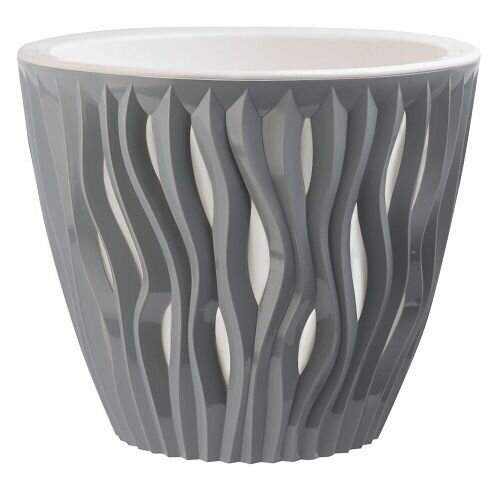 Кашпо ВМС "Вдохновение" 1,6 л, цвет Серый жемчуг, со вставкой
