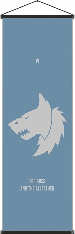 Двухсторонний вертикальный штандарт флаг легиона Космические волки Космодесант Астартес Warhammer 40000, блэкаут, 50х150 см