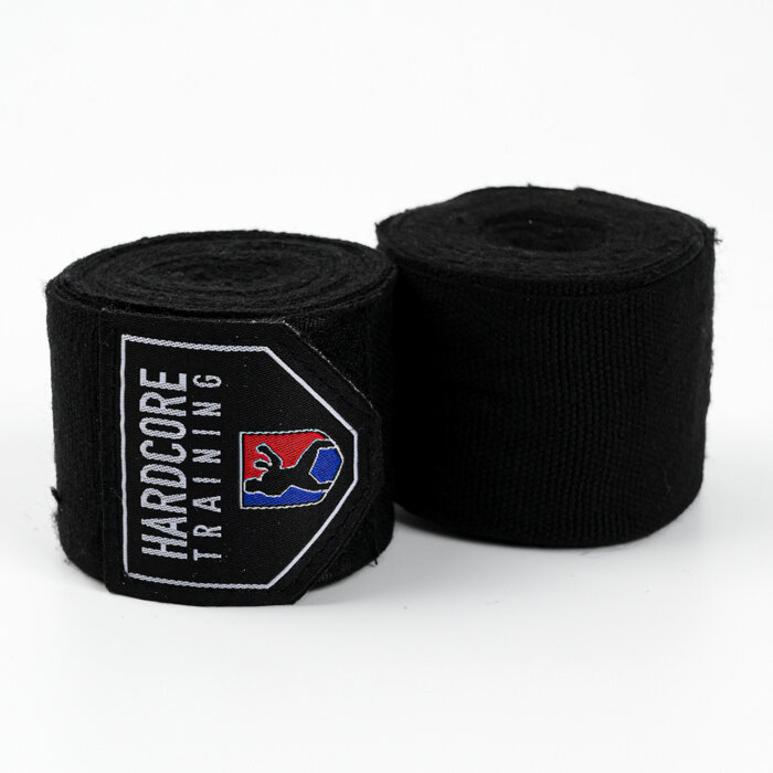 Боксерские бинты "Superior" Black, HARDCORE TRAINING, хлопок, длина 5 м