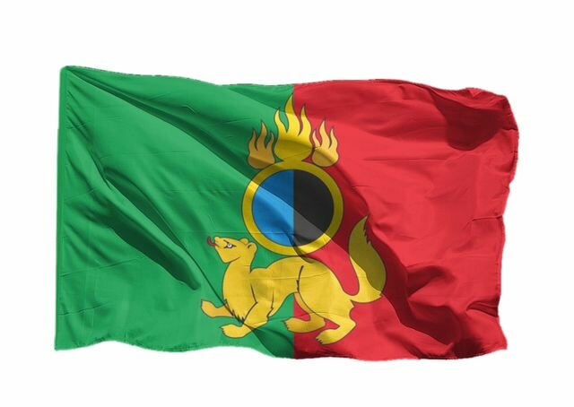 Флаг Первоуральска на шёлке, 70х105 см для ручного древка