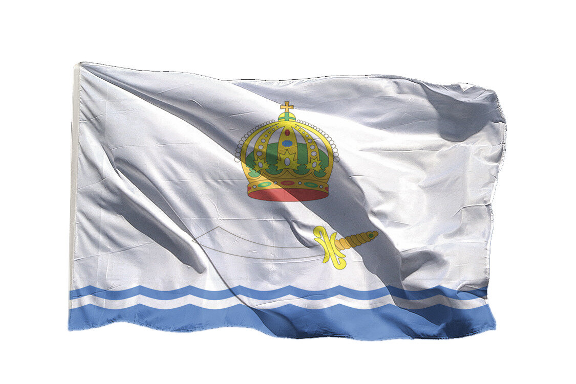 Флаг Астрахани на шёлке, 70х105 см - для ручного древка